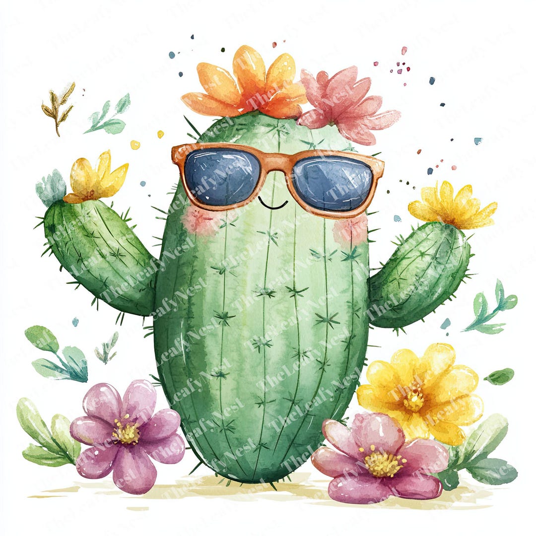 13 Cool Cactus Cartoon Clipart, Smiling Cactus Clipart,printable ...