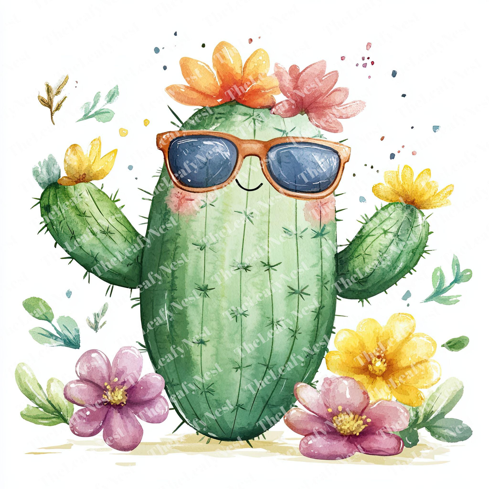 13 Cool Cactus Cartoon Clipart, Smiling Cactus Clipart,printable ...