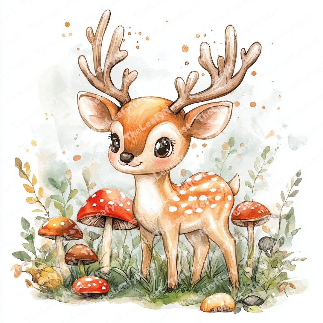 9 Cartoon Deer | Cute Deer | Chibi Deer | Cute Clipart |kawaii Deer ...