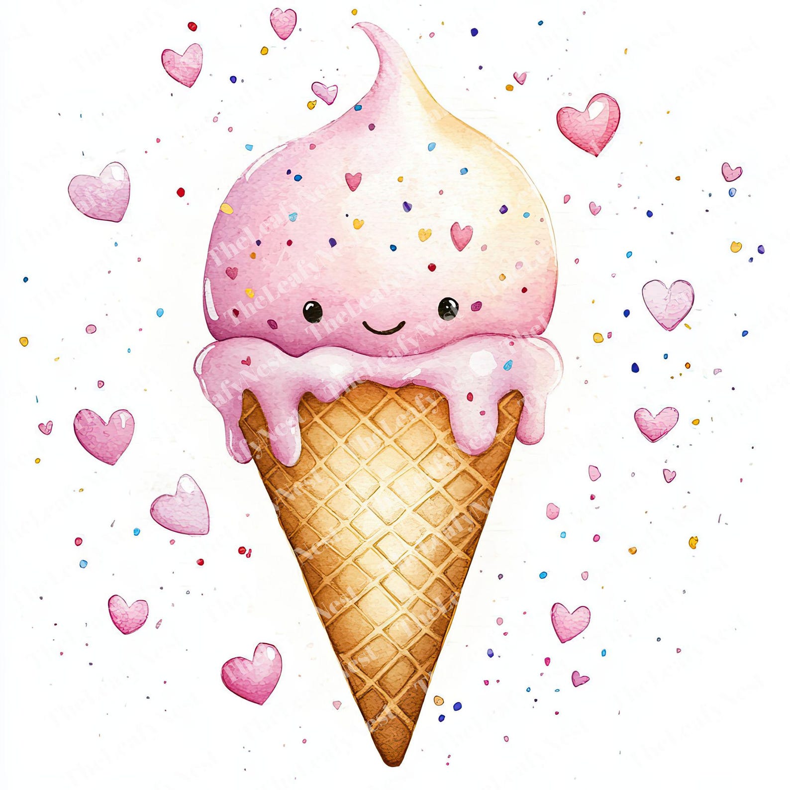 11 Smiling Ice Cream Cartoon Clipart, Happy Ice Cream Clipart,printable ...