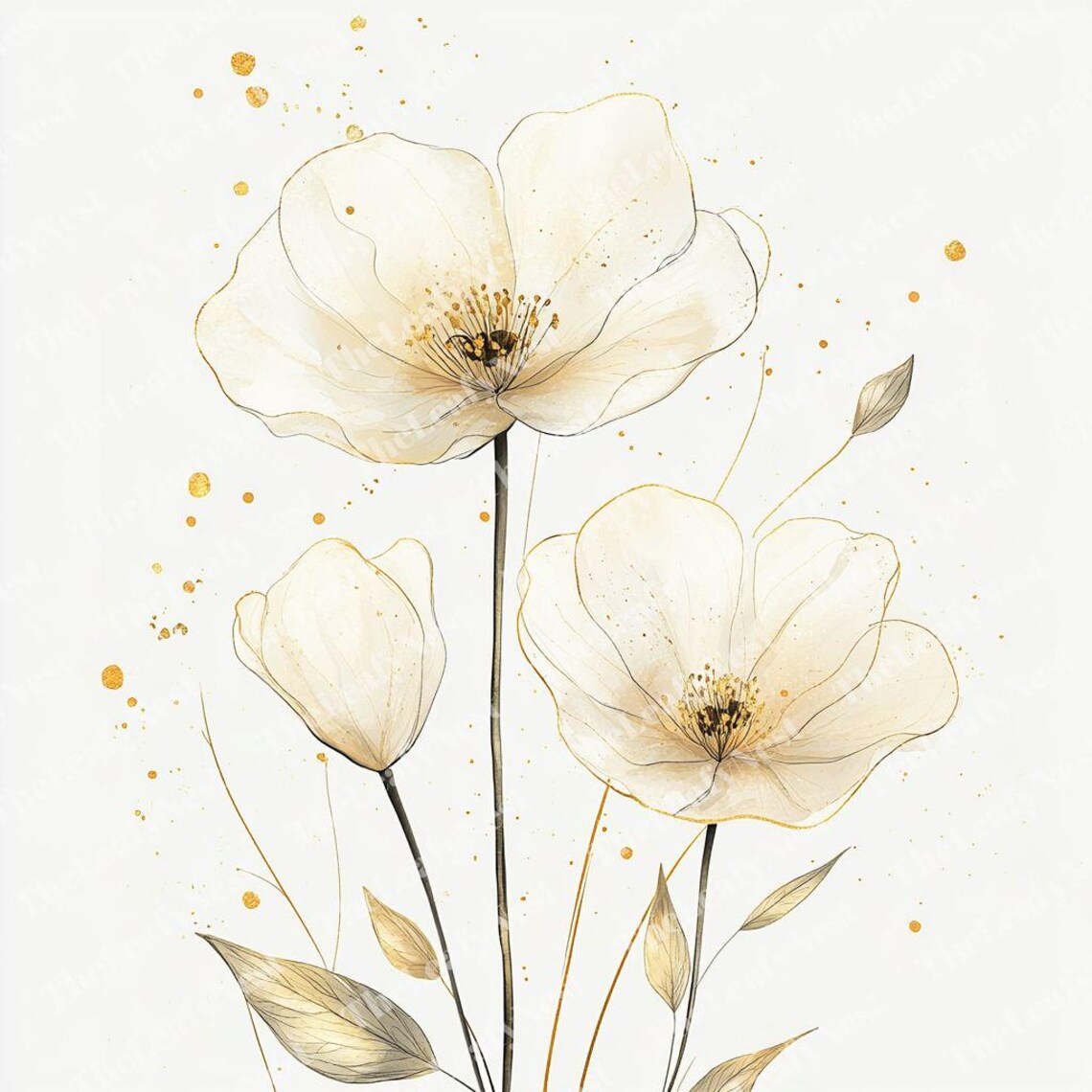 20 Butter Yellow Flower Clipart, Gold Botanical, Elegant Floral ...