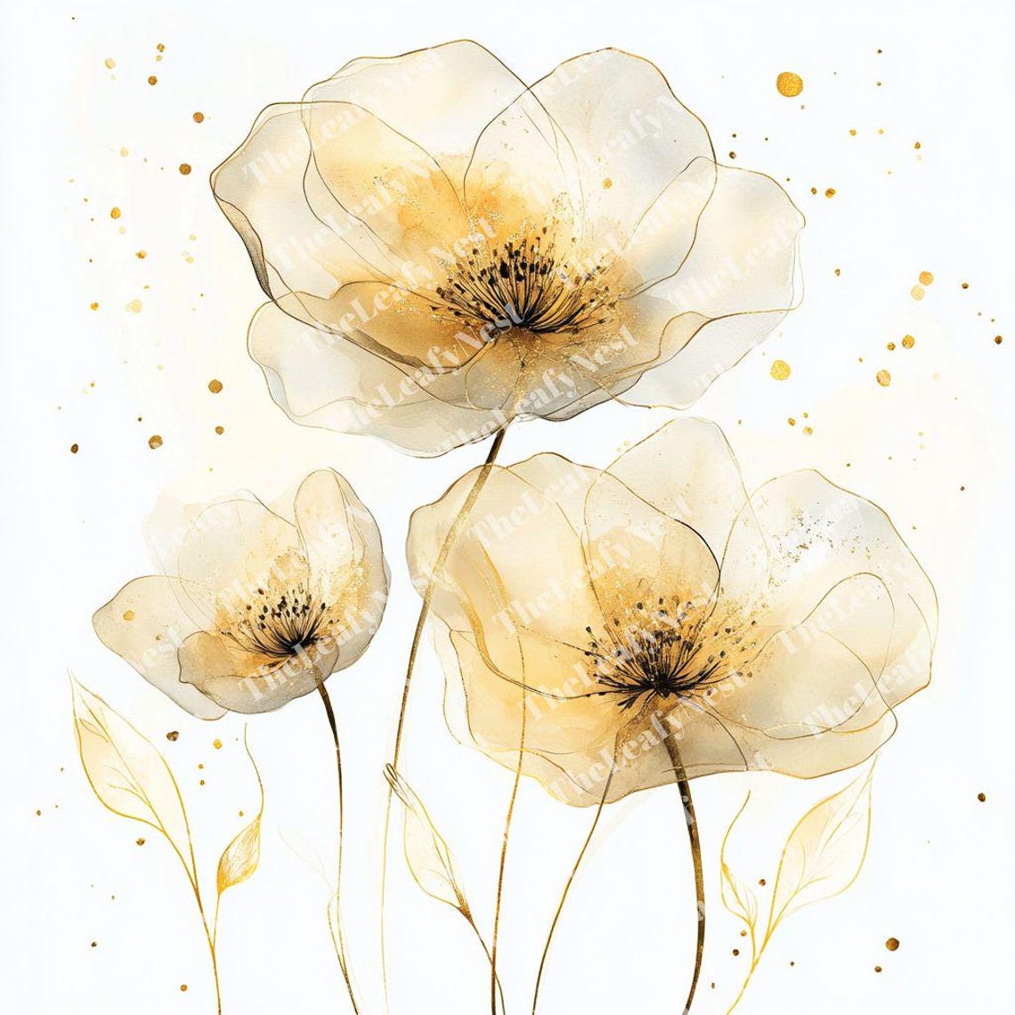 20 Butter Yellow Flower Clipart, Gold Botanical, Elegant Floral ...