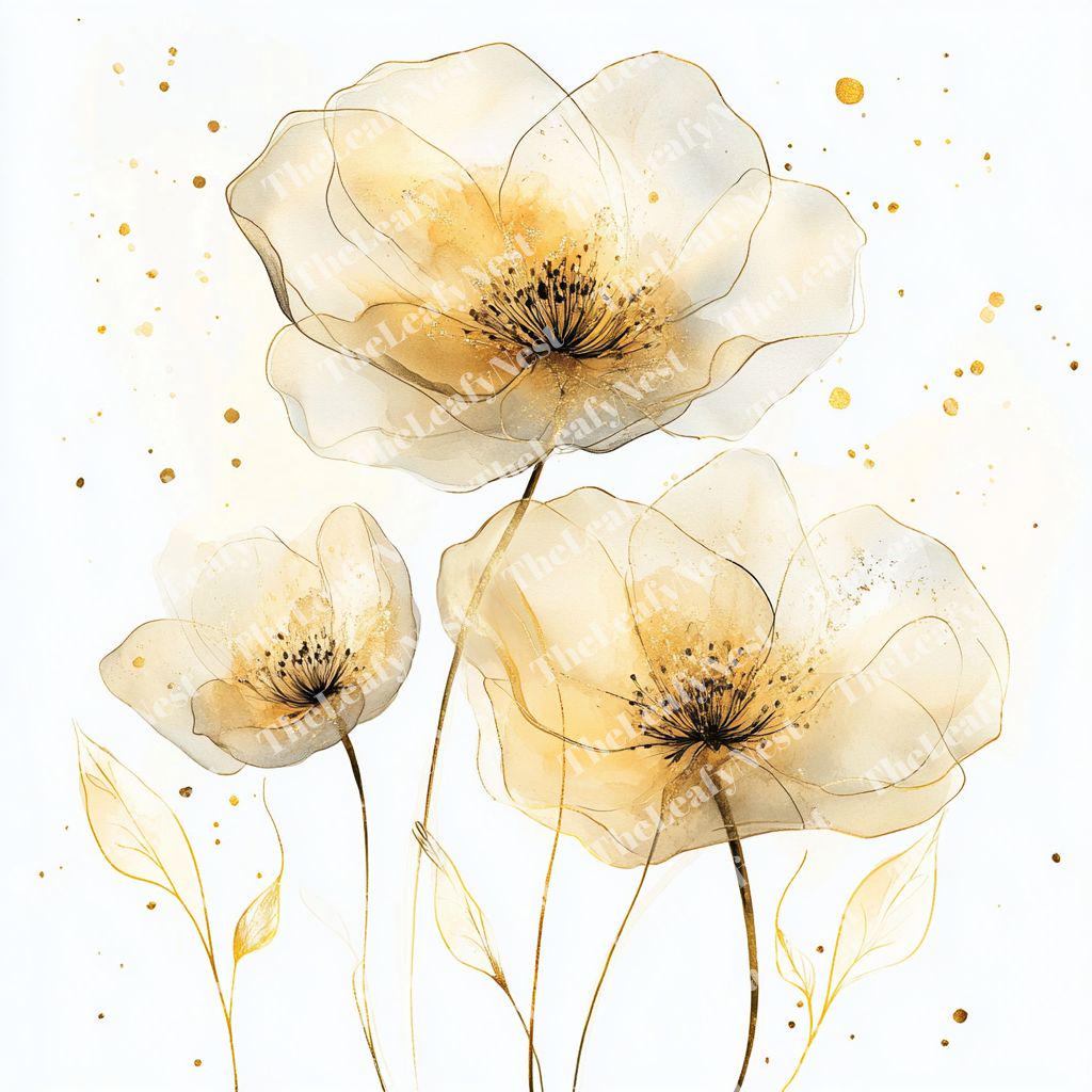 20 Butter Yellow Flower Clipart, Gold Botanical, Elegant Floral ...
