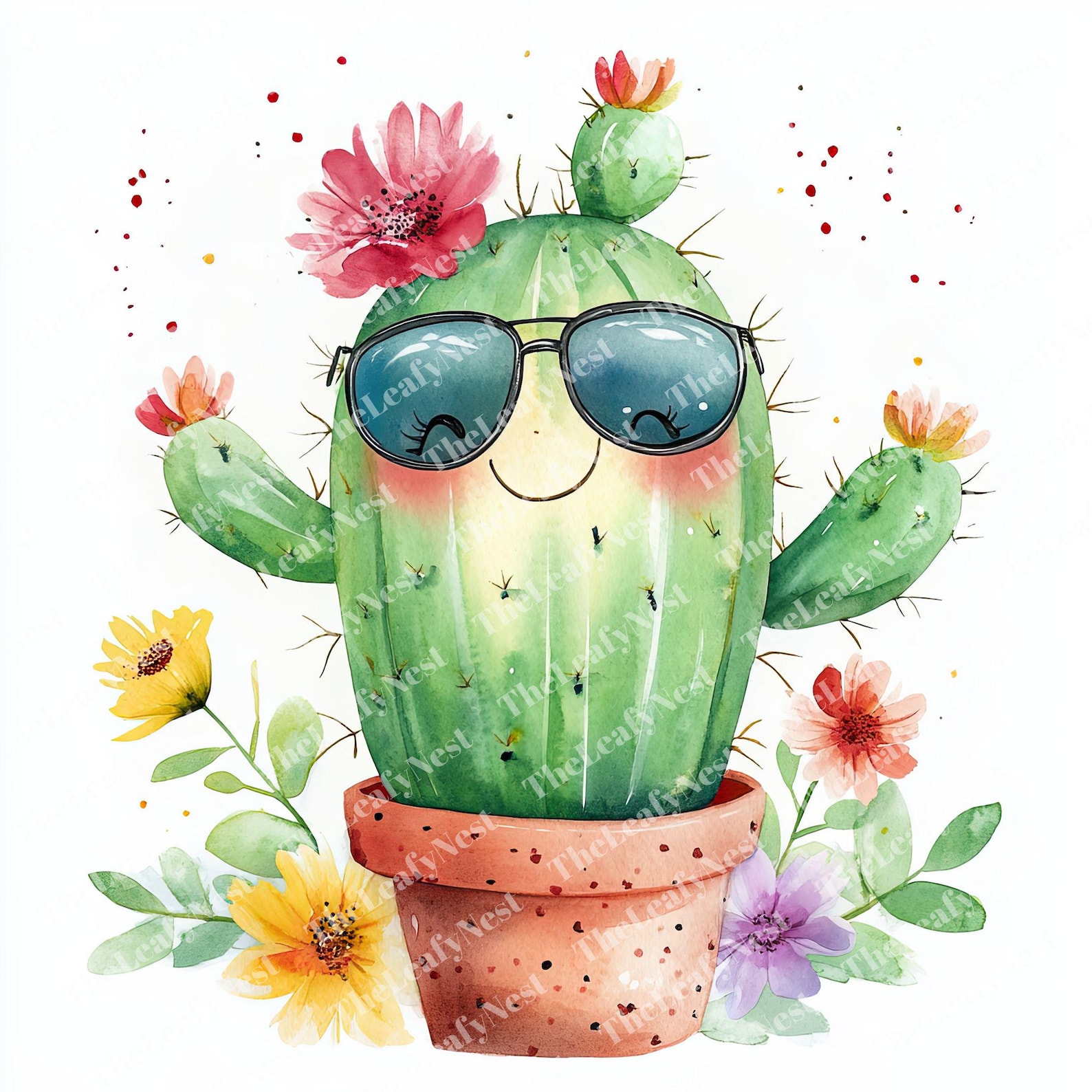 13 Cool Cactus Cartoon Clipart, Smiling Cactus Clipart,printable ...