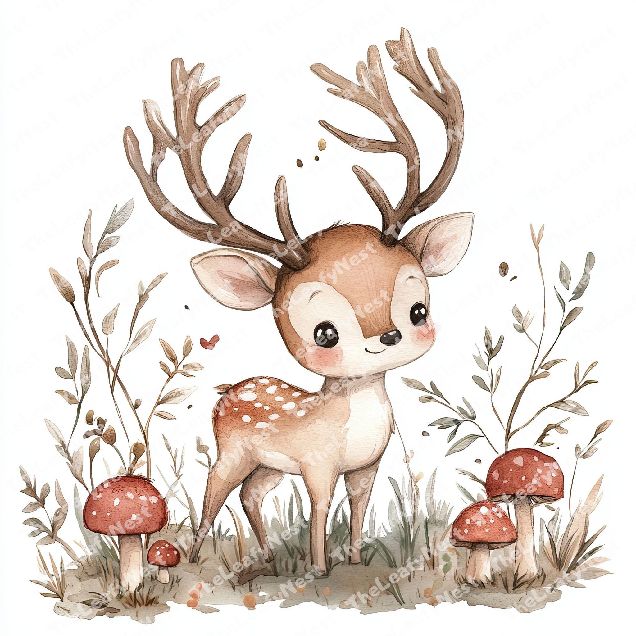 9 Cartoon Deer | Cute Deer | Chibi Deer | Cute Clipart |kawaii Deer ...