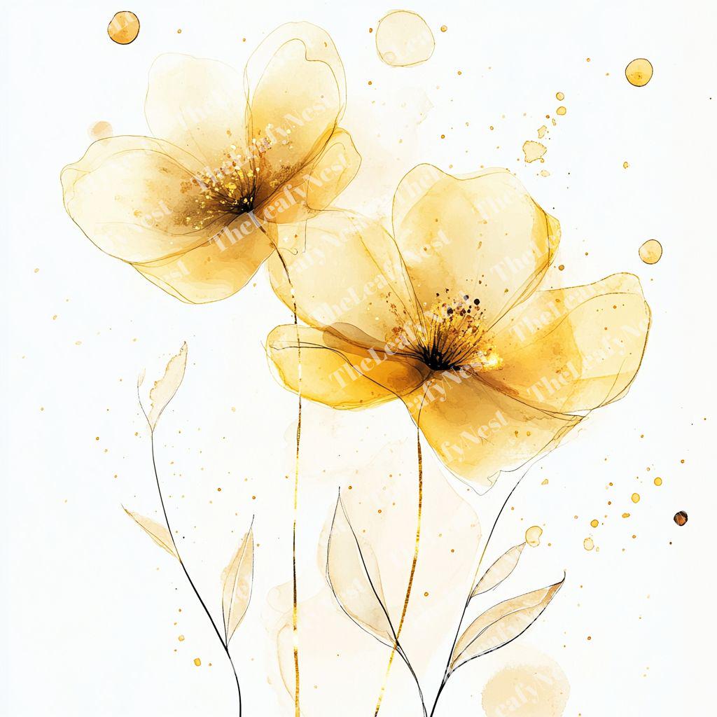 14 Butter Yellow Flower Clipart, Gold Botanical, Elegant Floral ...