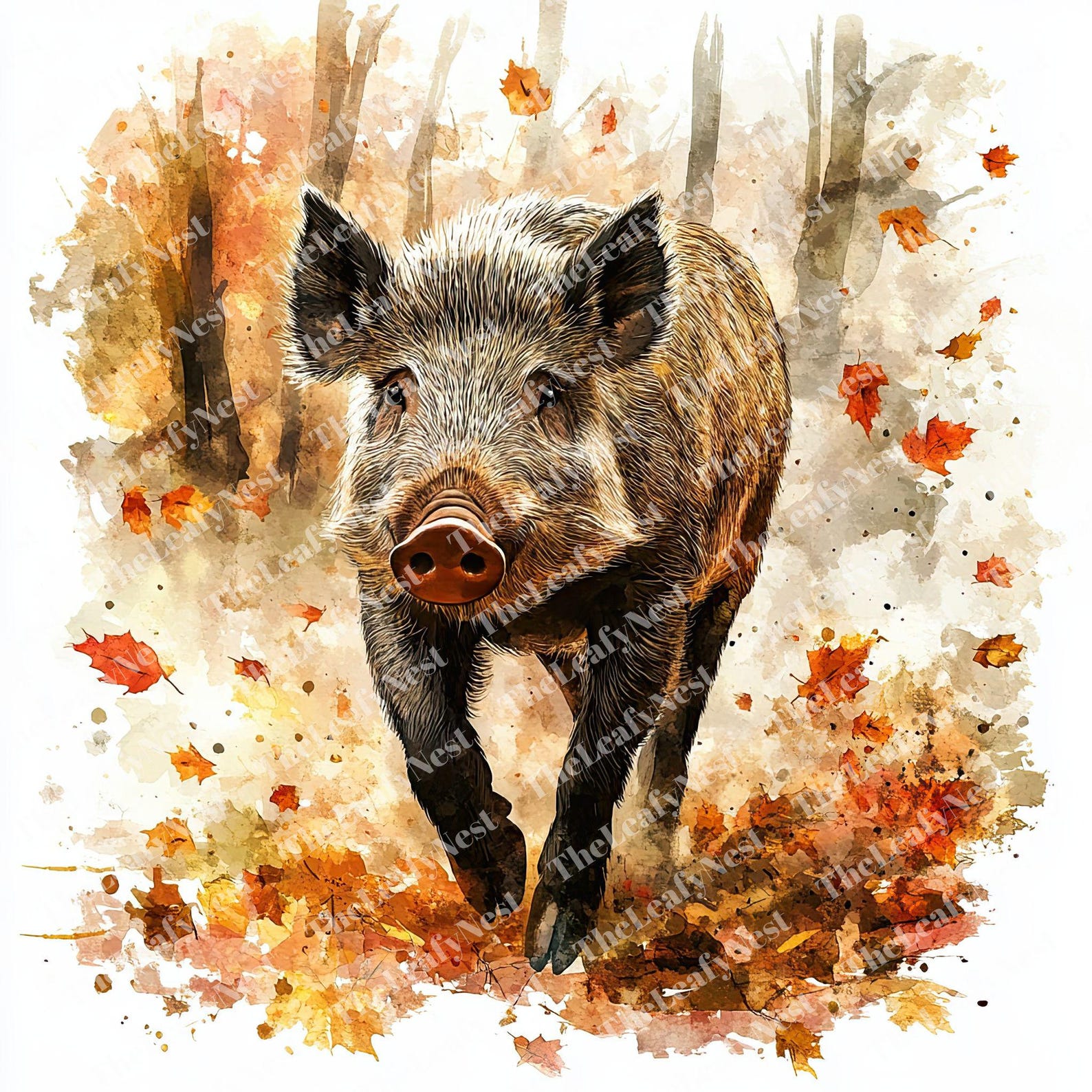 13 Wild Boar Clipart, Wild Boar Autumn Clipart, Printable Watercolor ...