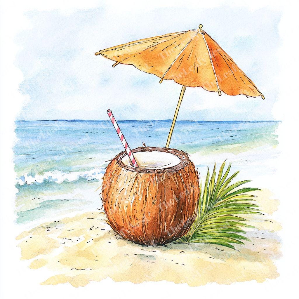 14 Coconut Drink Clipart, Tropical Cocktail Clipart, Beach Horizon ...