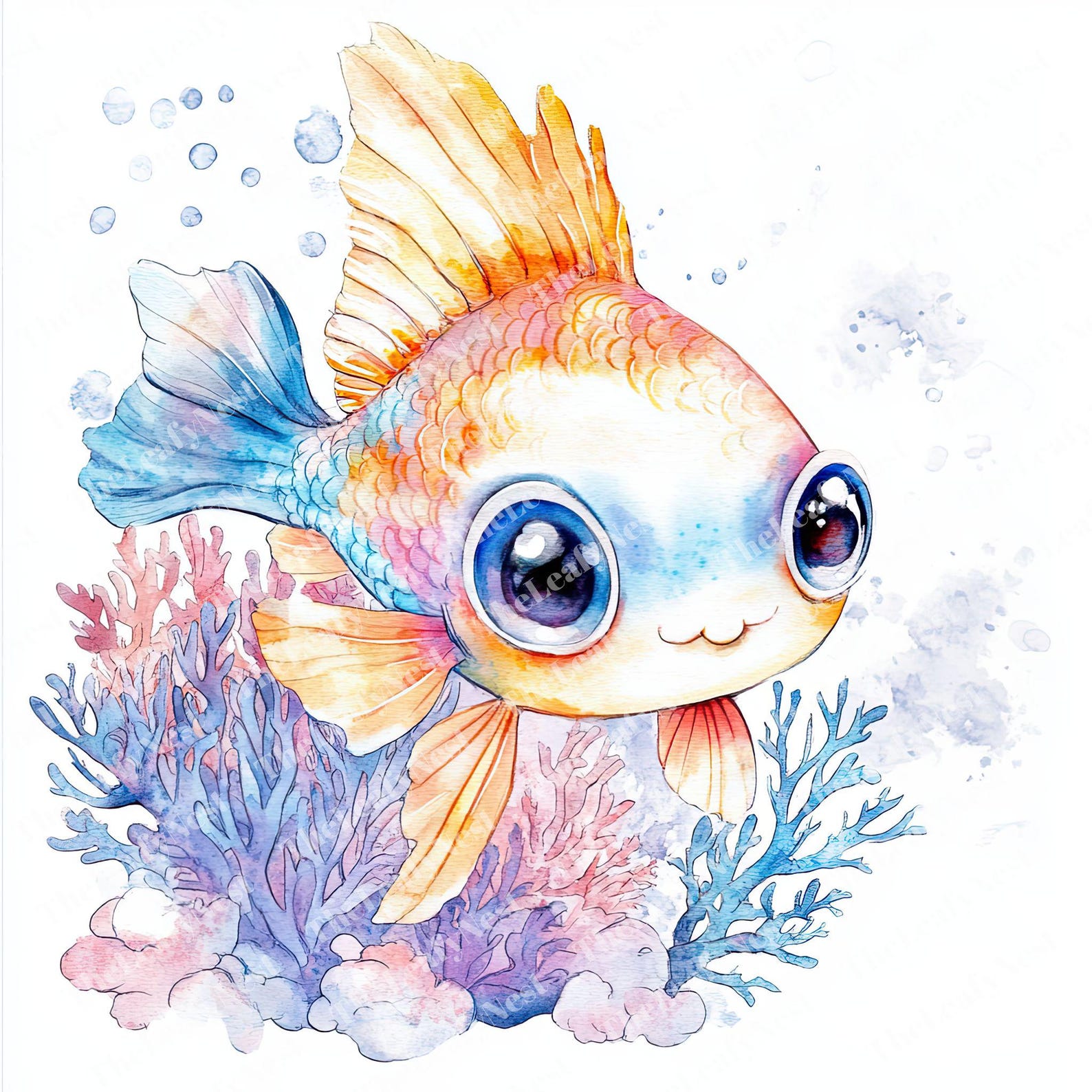 10 Colorful Fish Cartoon Clipart, Cute Fish Clipart,printable ...
