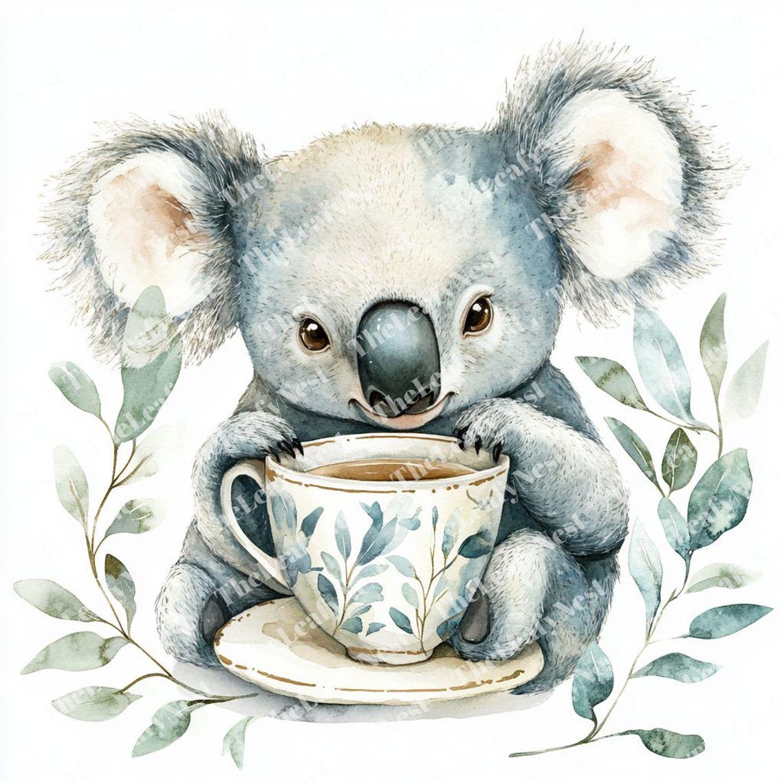 9 Teacup Koala Clipart, Cozy Animal Clipart, Eucalyptus Cup Clipart ...