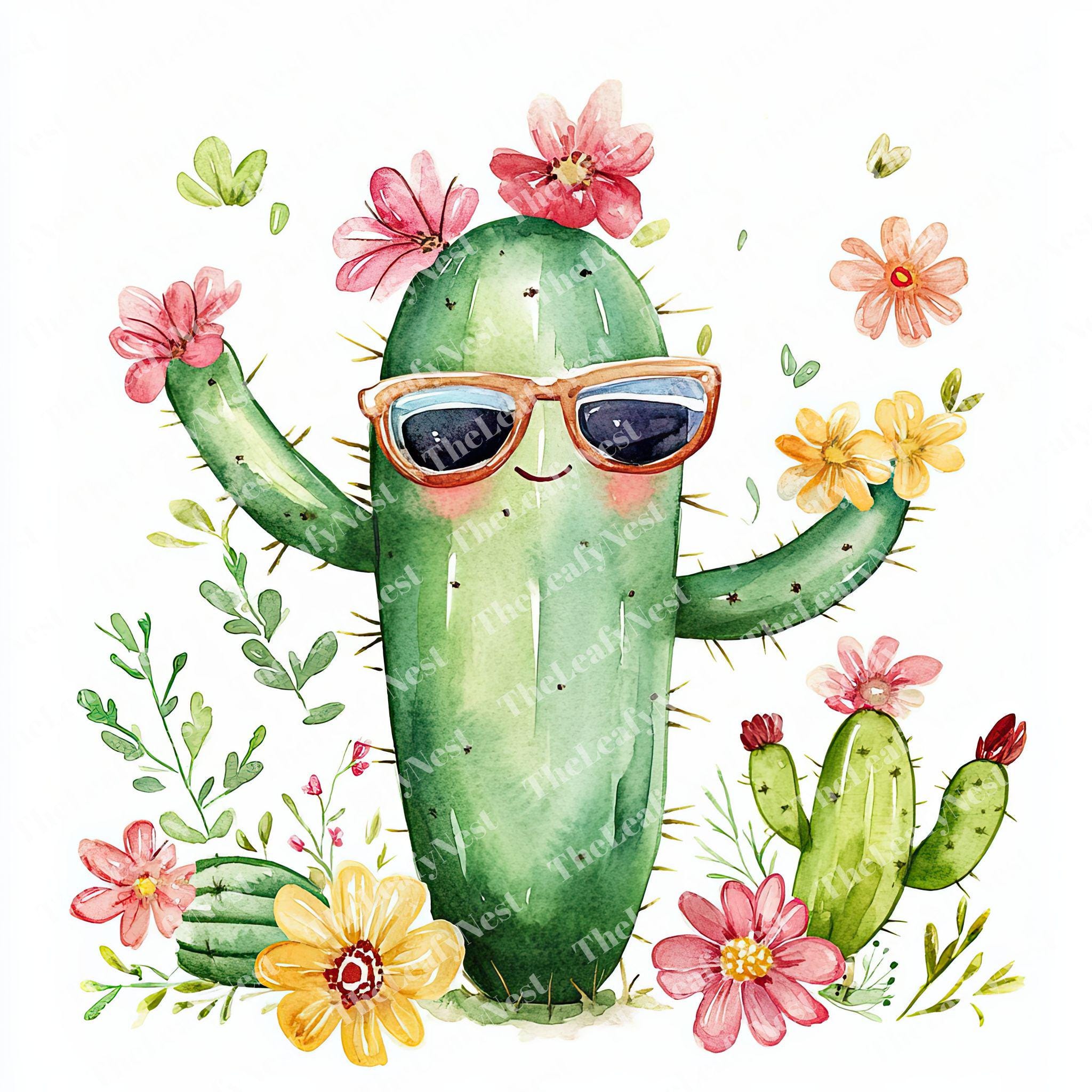 13 Cool Cactus Cartoon Clipart, Smiling Cactus Clipart,printable ...
