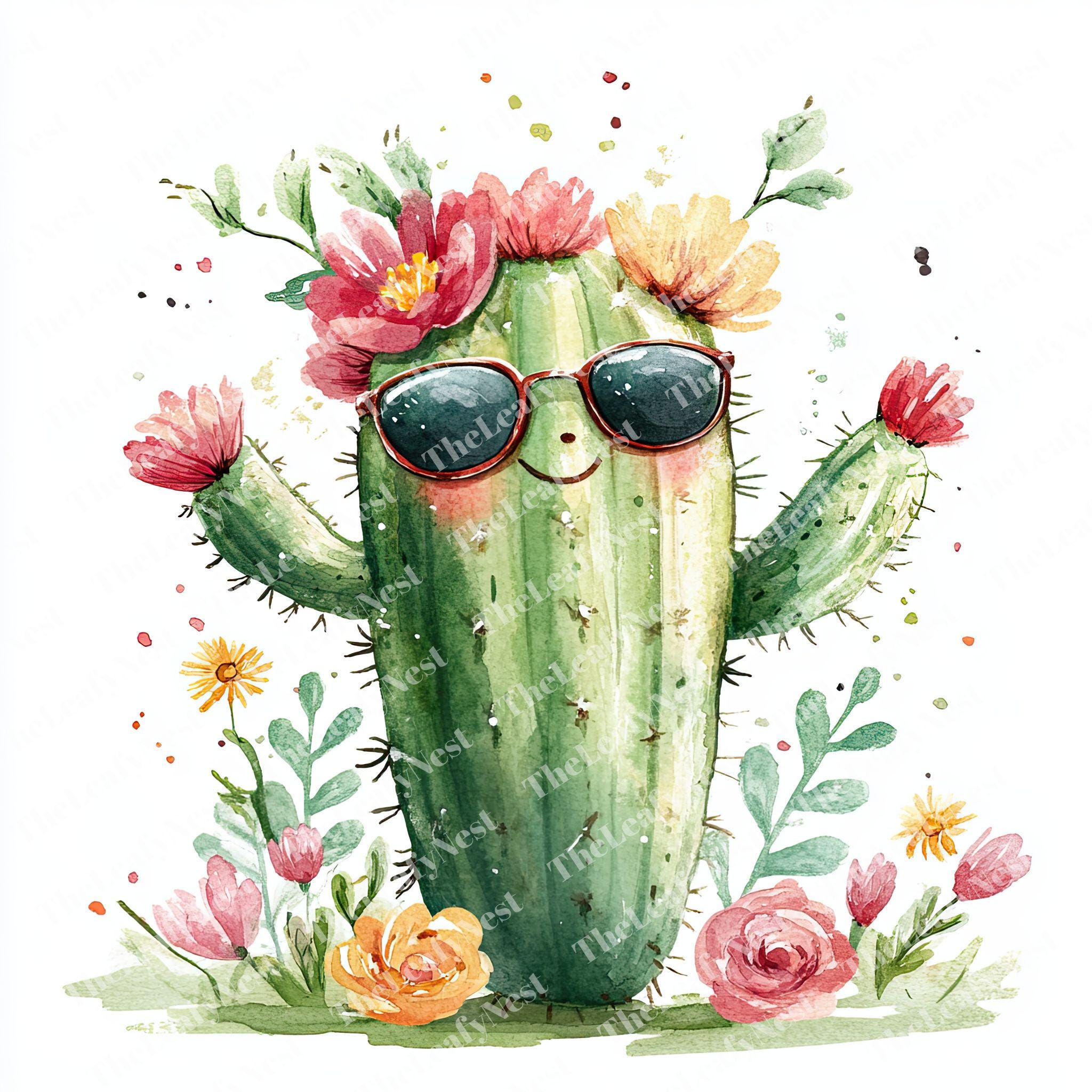 13 Cool Cactus Cartoon Clipart, Smiling Cactus Clipart,printable ...