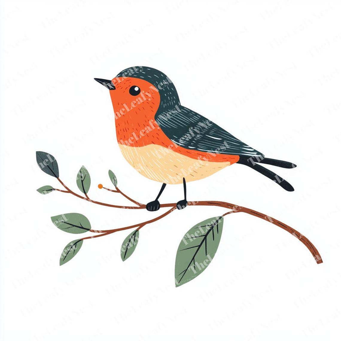 12 Scandinavian Robin Clipart, Minimalist Bird Clipart, Printable ...