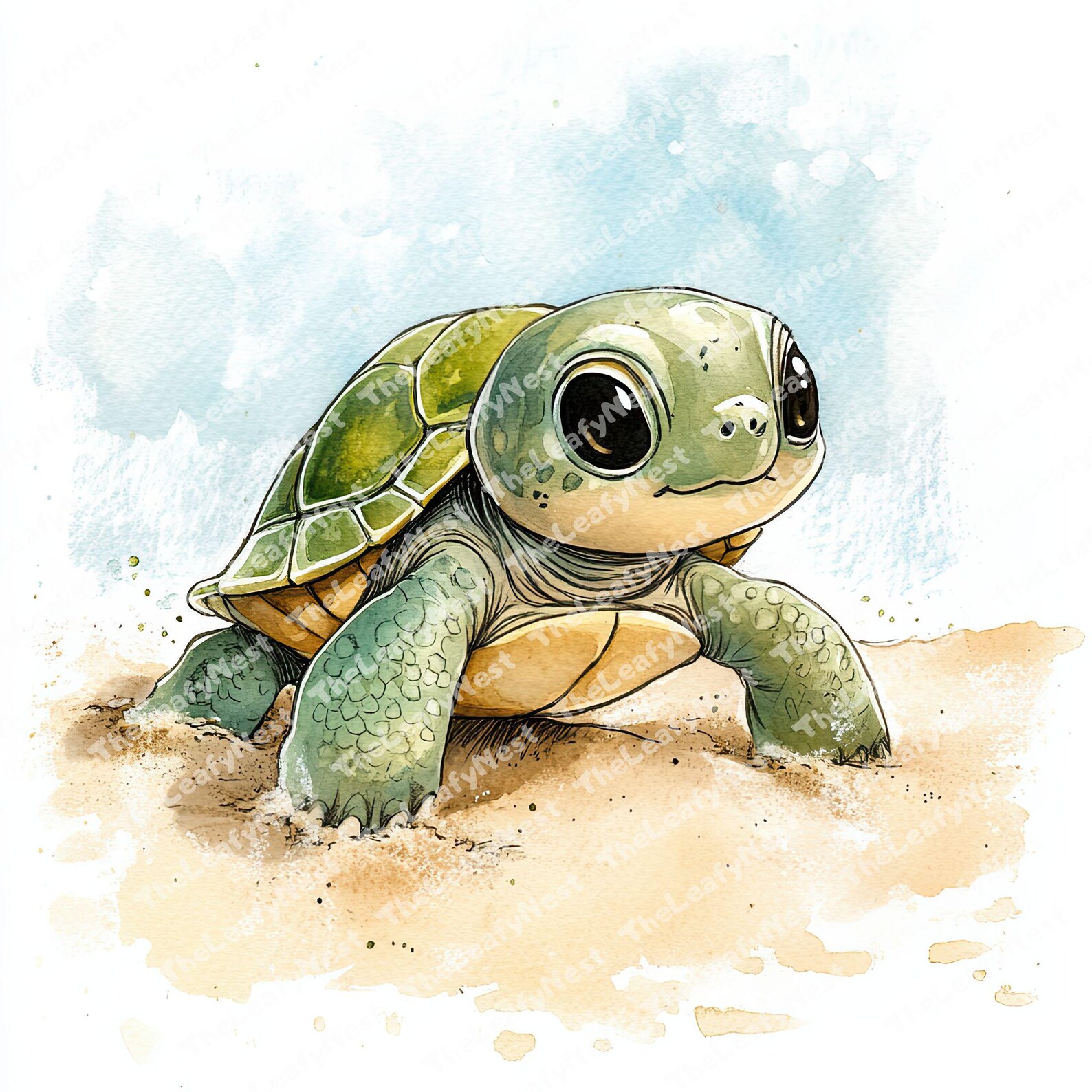 6 Cartoon Turtle | Cute Turtle | Chibi Turtle | Cute Clipart |printable ...