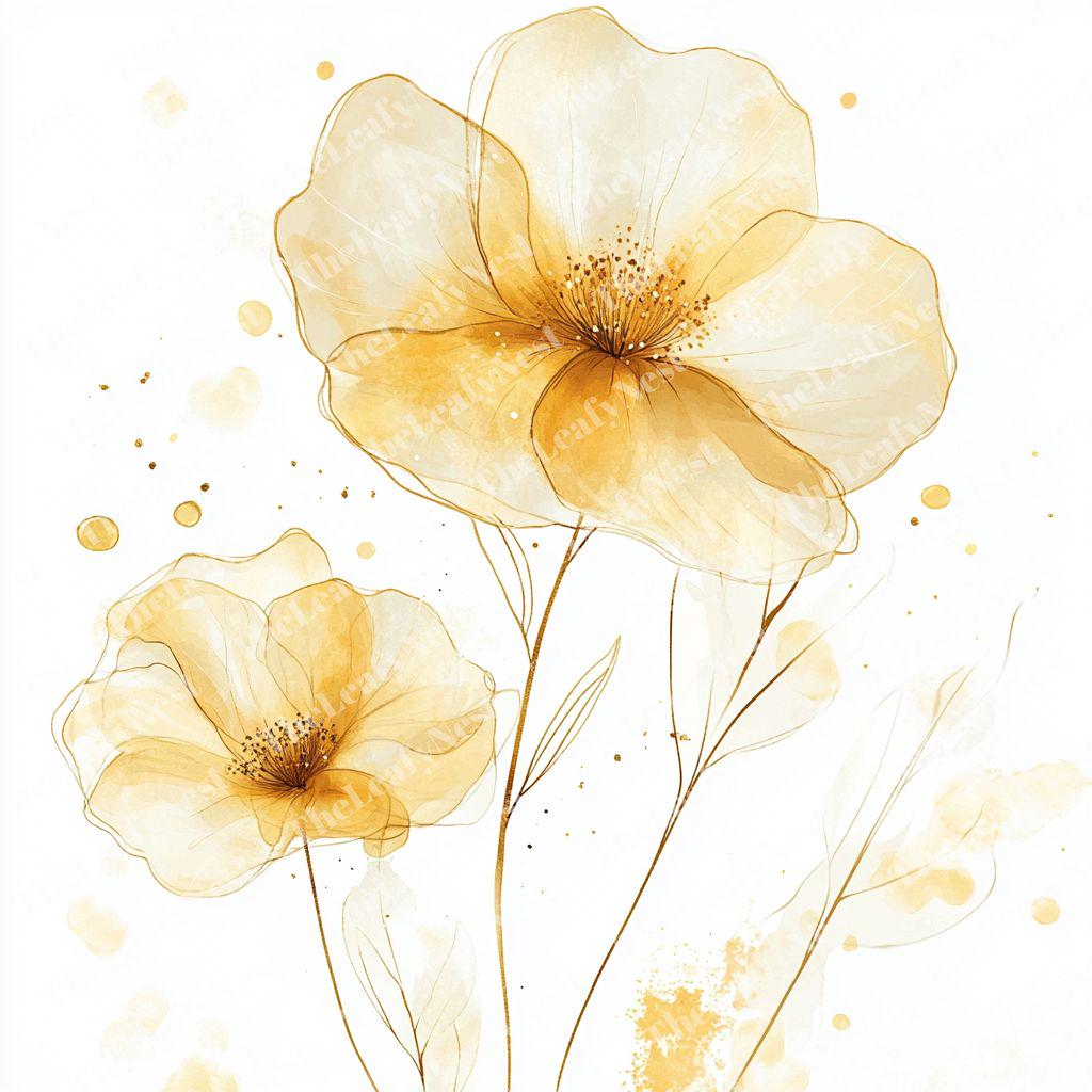 14 Butter Yellow Flower Clipart, Gold Botanical, Elegant Floral ...