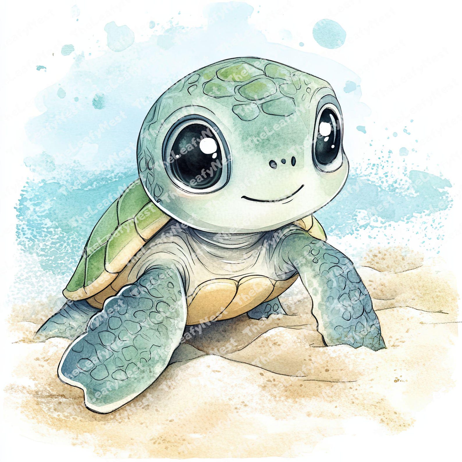 6 Cartoon Turtle | Cute Turtle | Chibi Turtle | Cute Clipart |printable ...