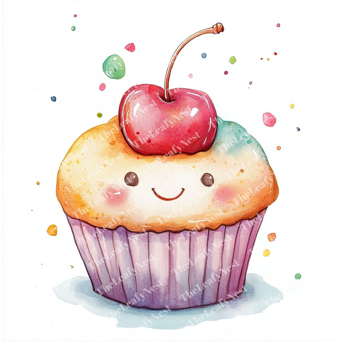 10 Cute Cupcake Cartoon Clipart, Chibi Cupcake Clipart,printable ...