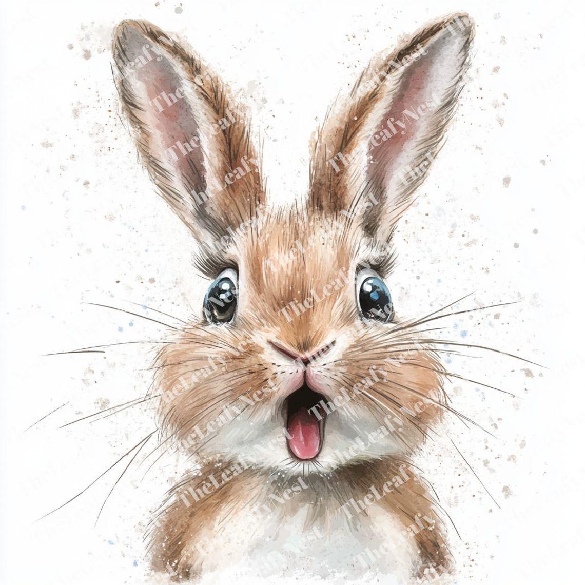 12 Surprised Bunny Clipart, Surprised Rabbit, Printable Watercolor ...