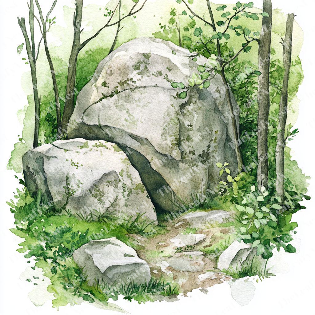 17 Forest Rock Clipart, Boulder Nature Clipart, Woodland Ground Clipart ...