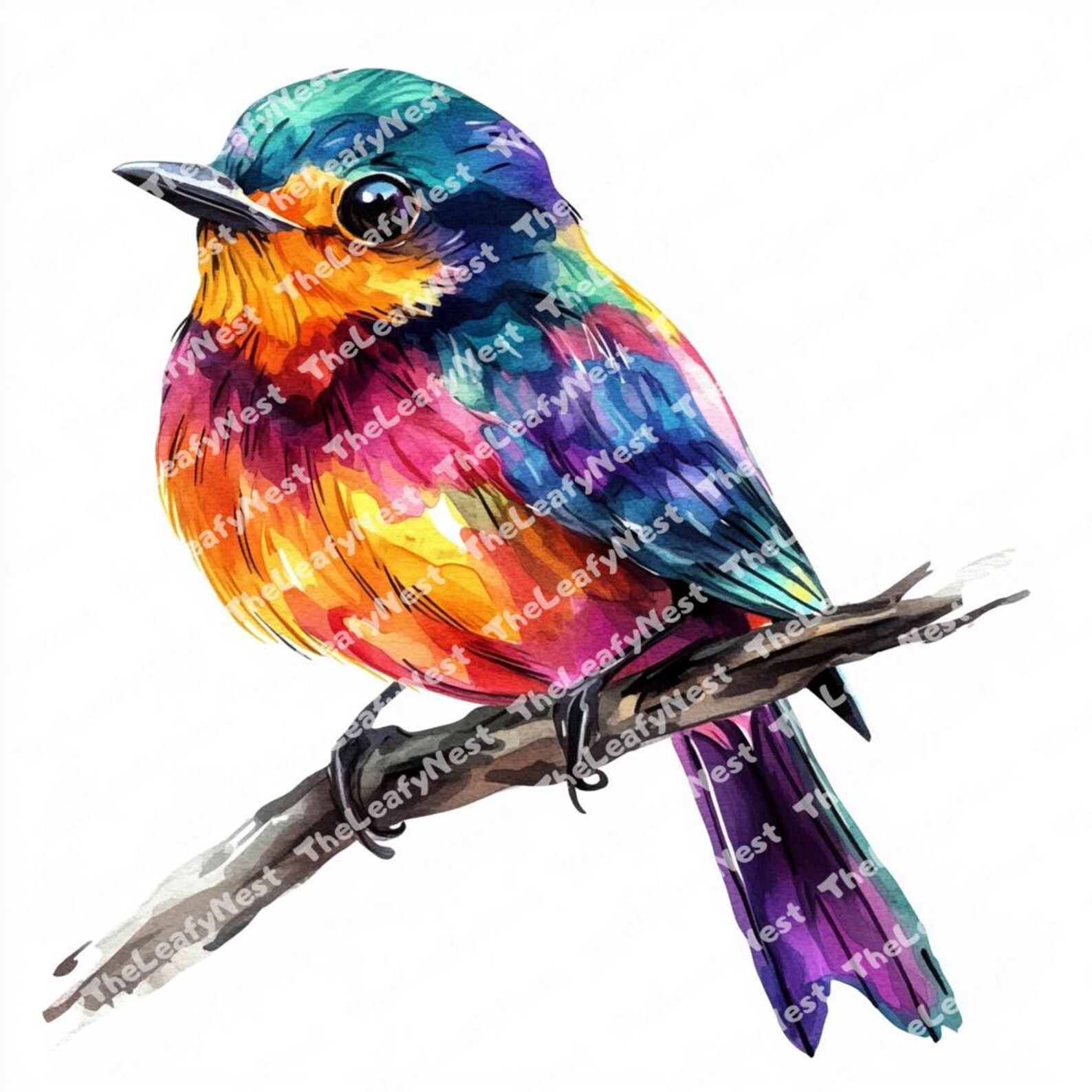 10 Robin Clipart, Bright Colors Robin, Watercolor Birds, Printable ...