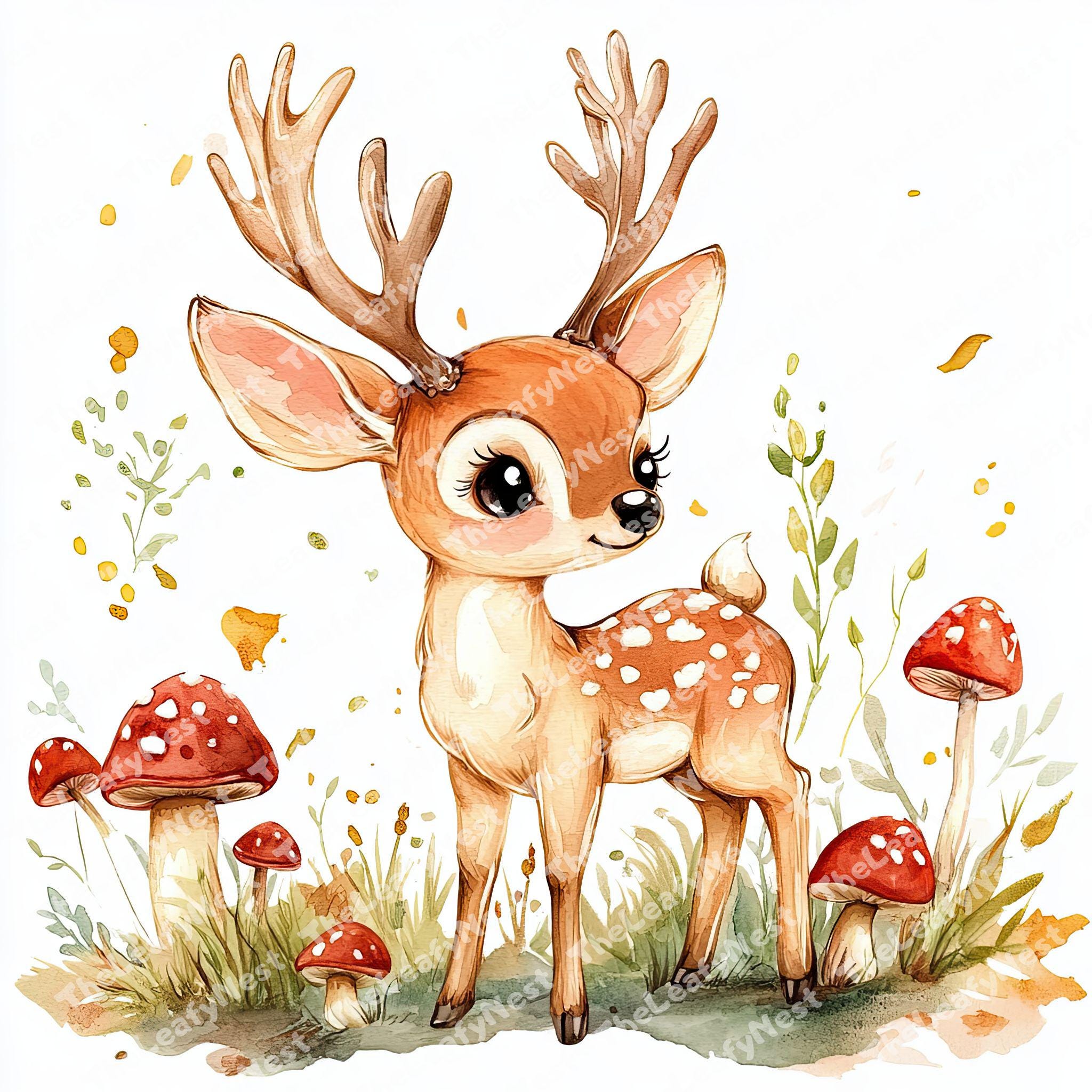 9 Cartoon Deer | Cute Deer | Chibi Deer | Cute Clipart |kawaii Deer ...