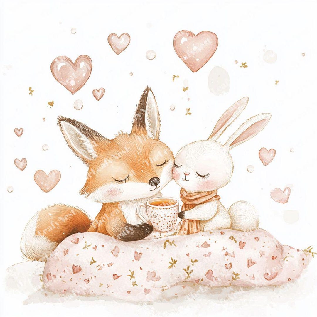 9 Fox and Rabbit Clipart | Love Clipart | Valentine's Clipart ...