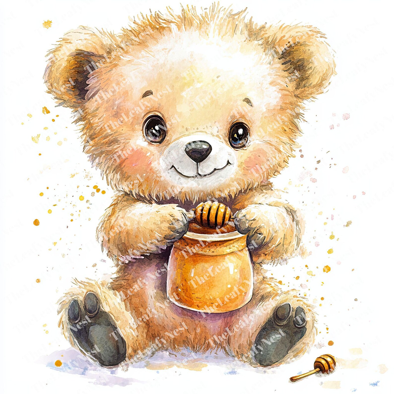 10 Bear With Honey Pot Cartoon Clipart, Bear Clipart,printable ...