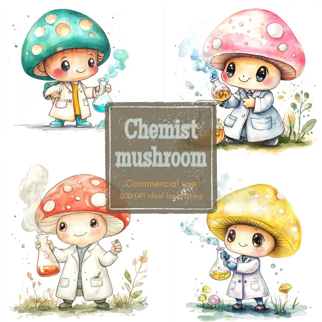 49 Science Mushroom Clipart, Chibi Lab Coat Clipart, Chemistry Cartoon ...