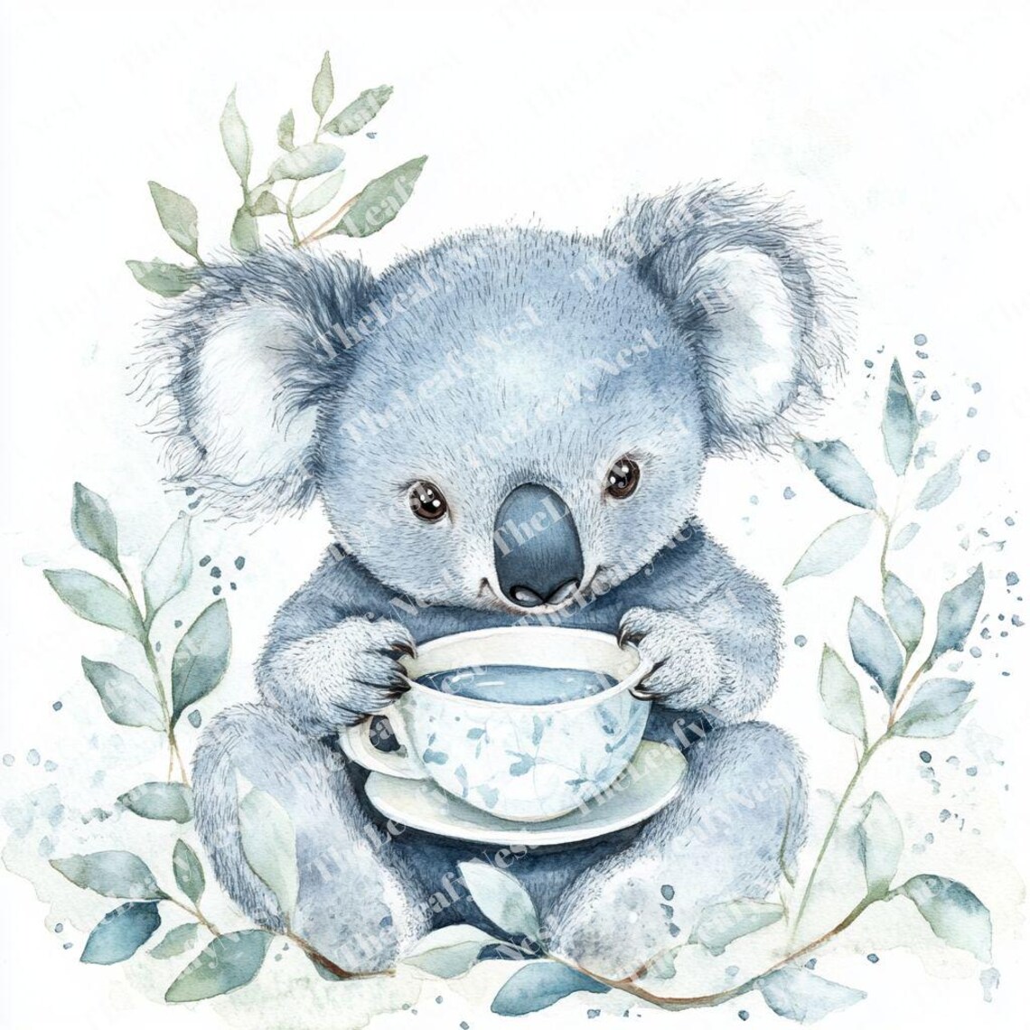 9 Teacup Koala Clipart, Cozy Animal Clipart, Eucalyptus Cup Clipart ...