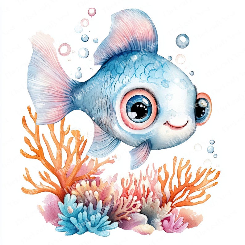 10 Colorful Fish Cartoon Clipart, Cute Fish Clipart,printable ...