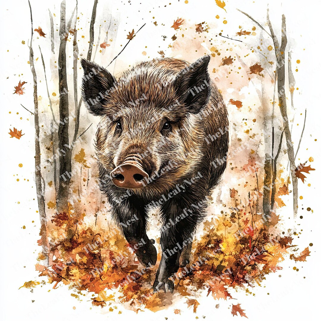 13 Wild Boar Clipart, Wild Boar Autumn Clipart, Printable Watercolor ...
