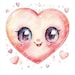 Cute Chibi Hearts Clipart | Watercolor Valentine's Art (digital ...