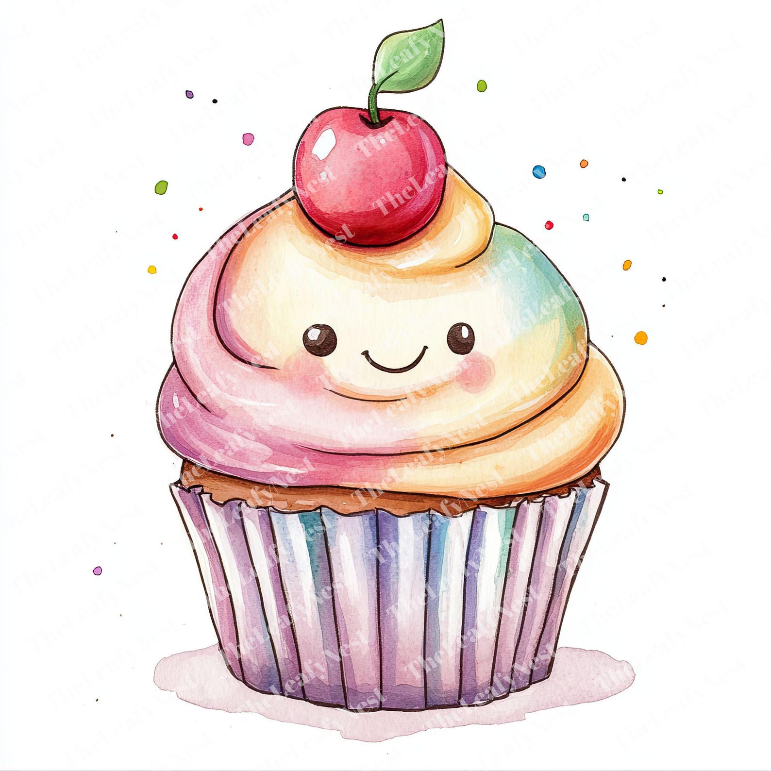 10 Cute Cupcake Cartoon Clipart, Chibi Cupcake Clipart,printable ...