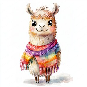 10 Chibi Lama With Fluffy Fur Cartoon Clipart, Lama Clipart,printable ...