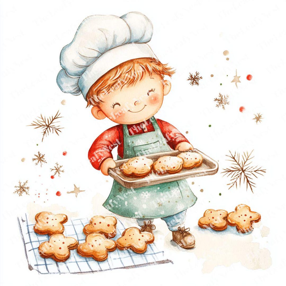 Watercolor Christmas Boy Clipart, Festive Kids Art (digital Download ...