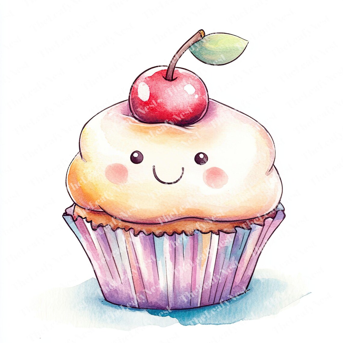 10 Cute Cupcake Cartoon Clipart, Chibi Cupcake Clipart,printable ...