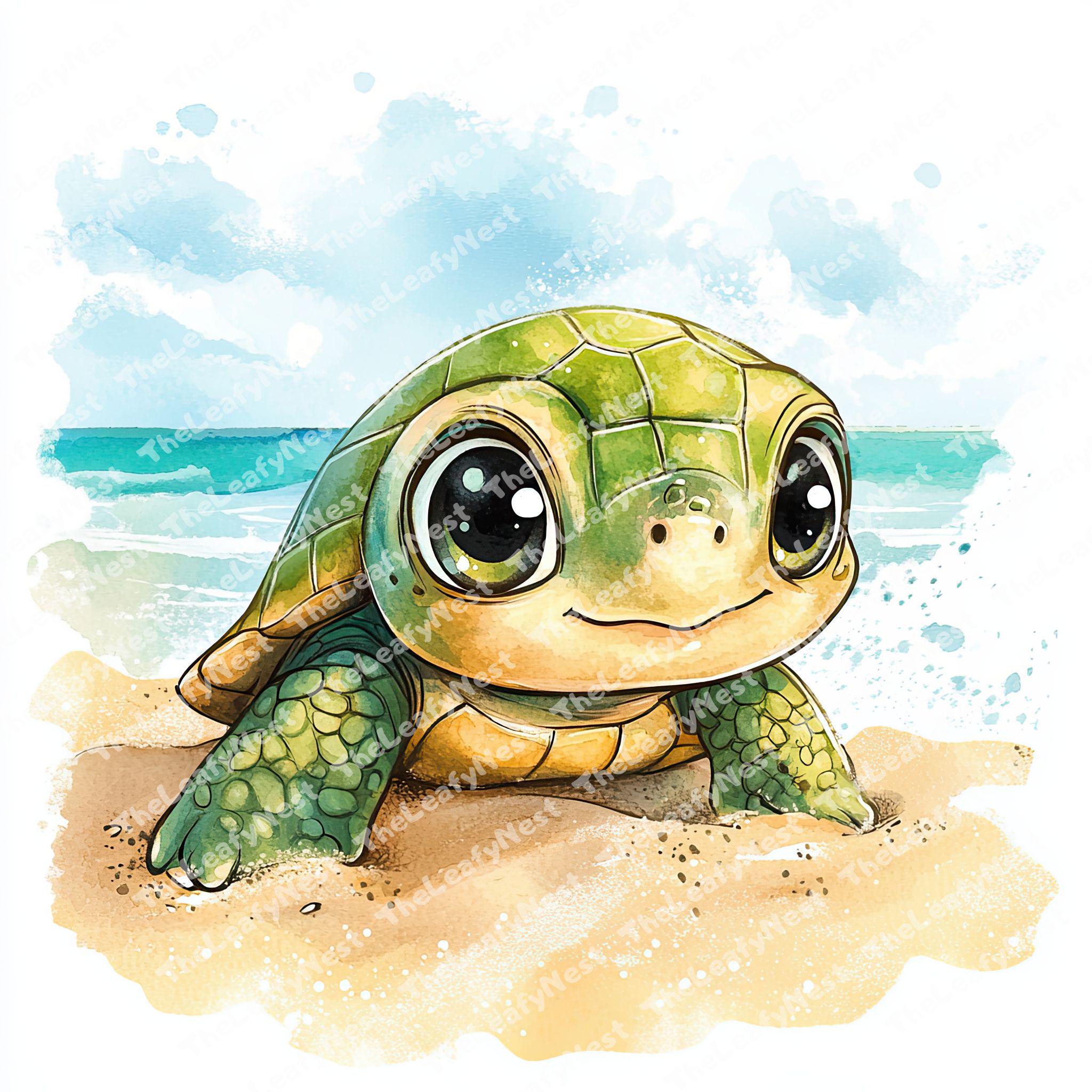 6 Cartoon Turtle | Cute Turtle | Chibi Turtle | Cute Clipart |printable ...