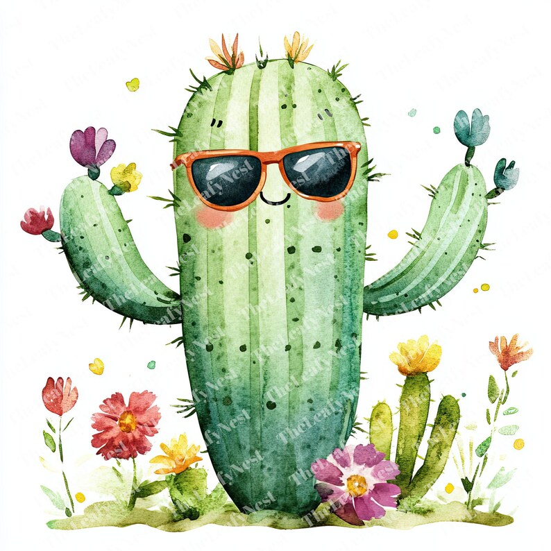 13 Cool Cactus Cartoon Clipart, Smiling Cactus Clipart,printable ...