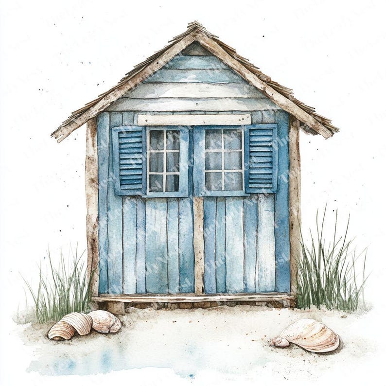 13 Beach Hut Clipart, Driftwood House Clipart, Coastal Cottage Clipart ...
