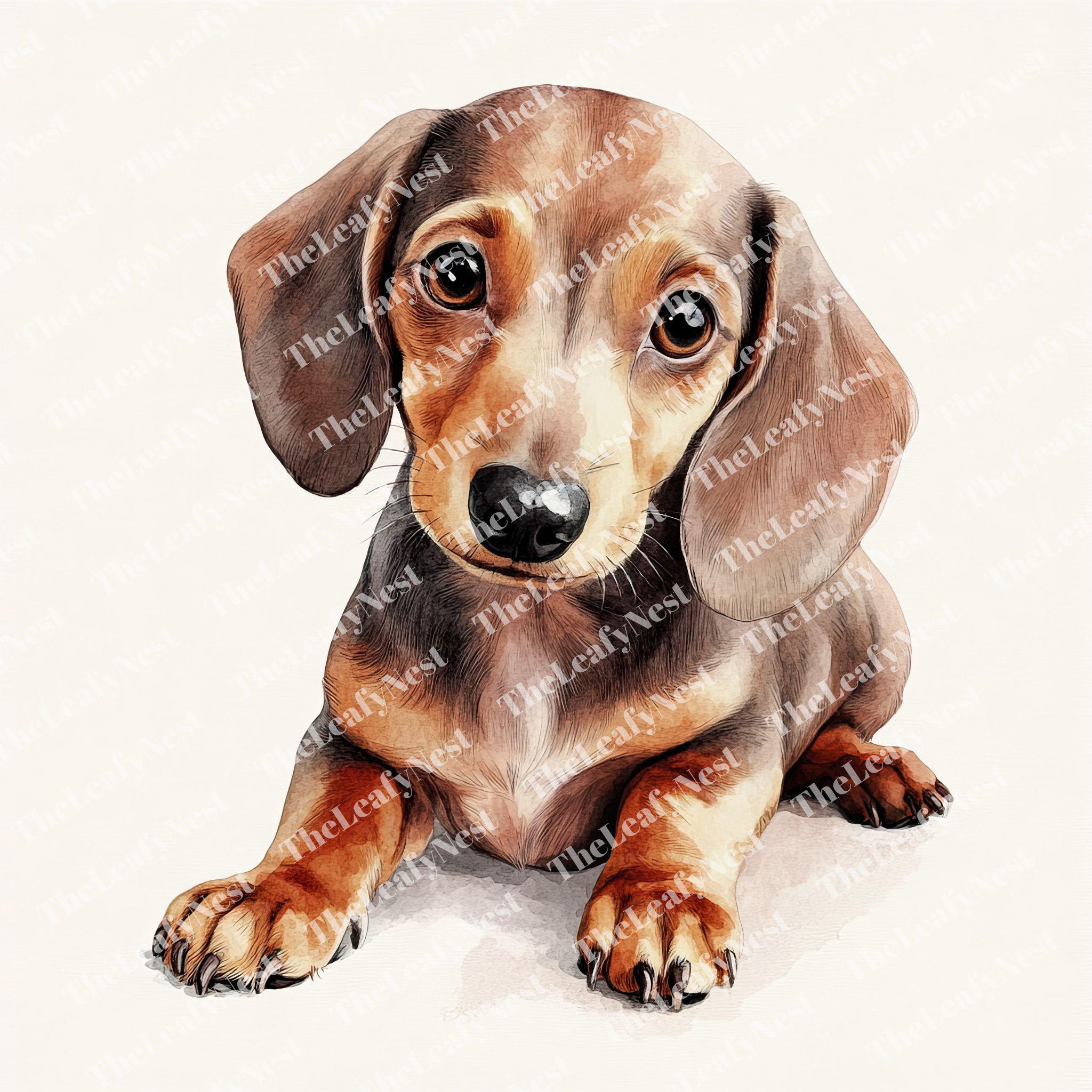 8 Dachshund Clipart, Cute Dachshund Dog Clipart,printable Watercolor ...