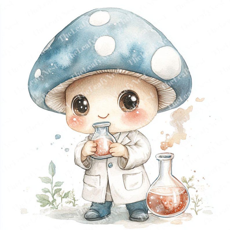 49 Science Mushroom Clipart, Chibi Lab Coat Clipart, Chemistry Cartoon ...
