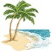 Tropical Beach Clipart: Watercolor Palm Trees, Ocean Waves (JPG & PNG ...