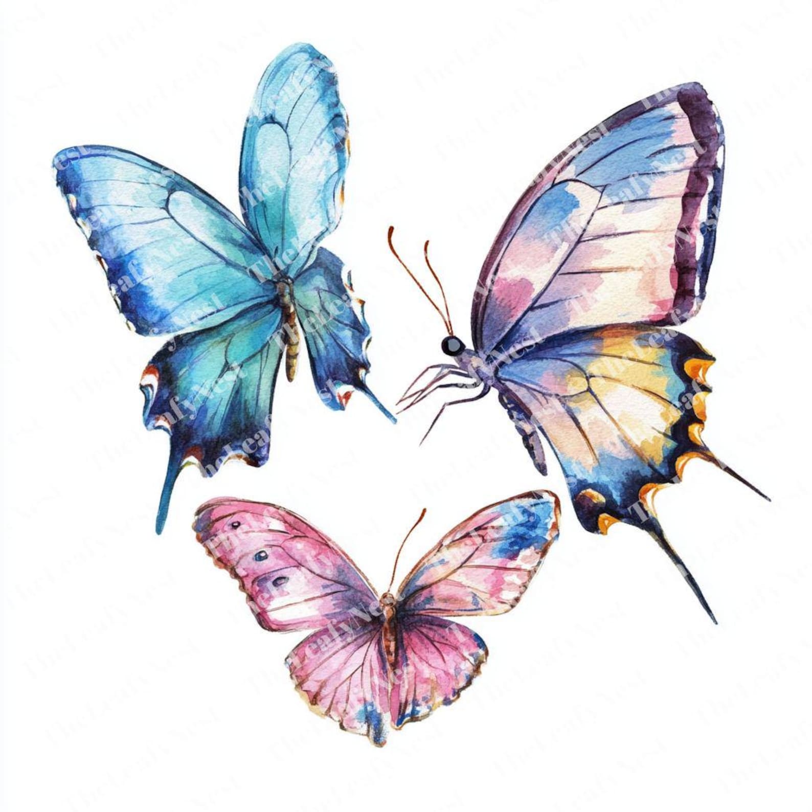 10 Butterfly Heart Clipart, Romantic Butterfly Clipart, Nature Love ...