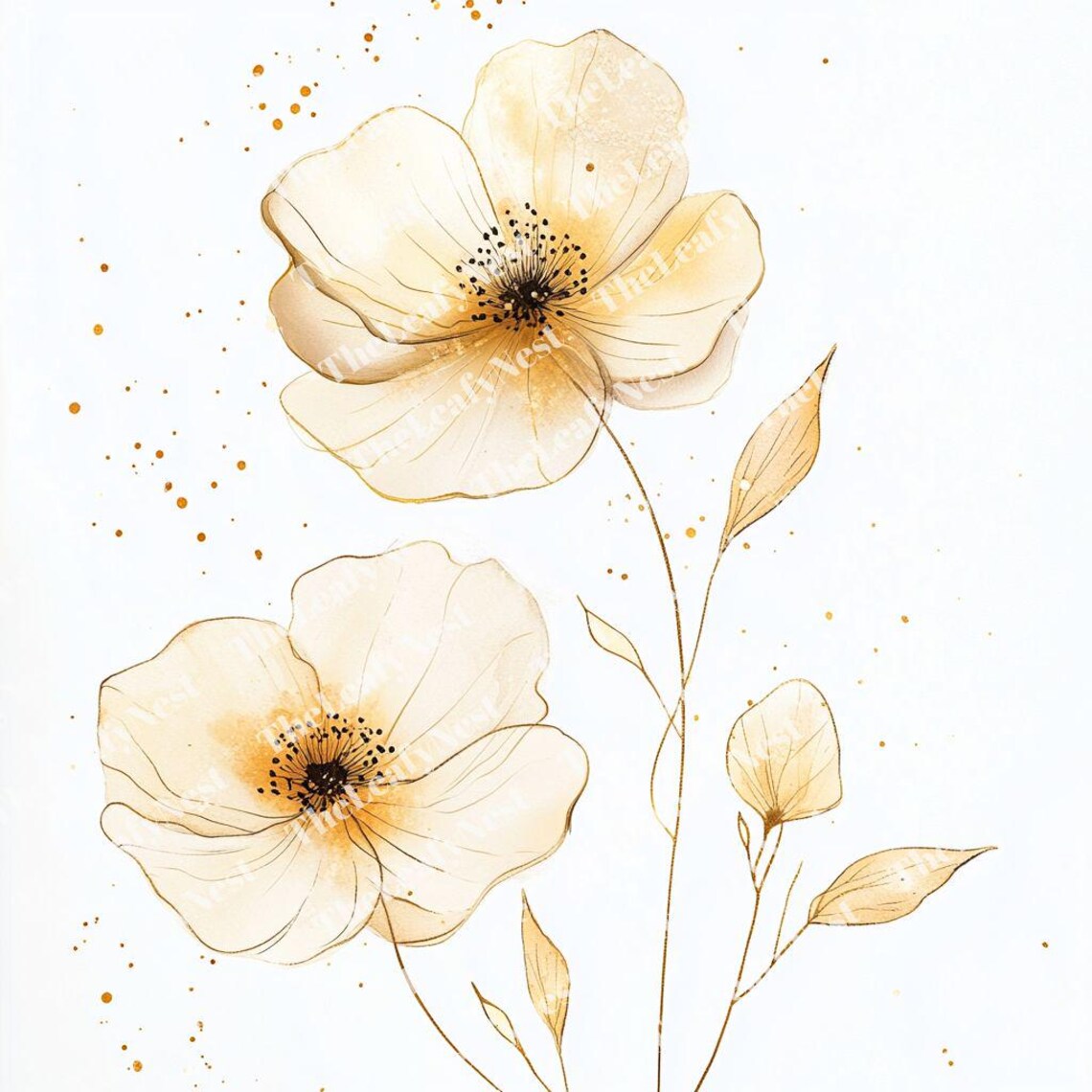 20 Butter Yellow Flower Clipart, Gold Botanical, Elegant Floral ...