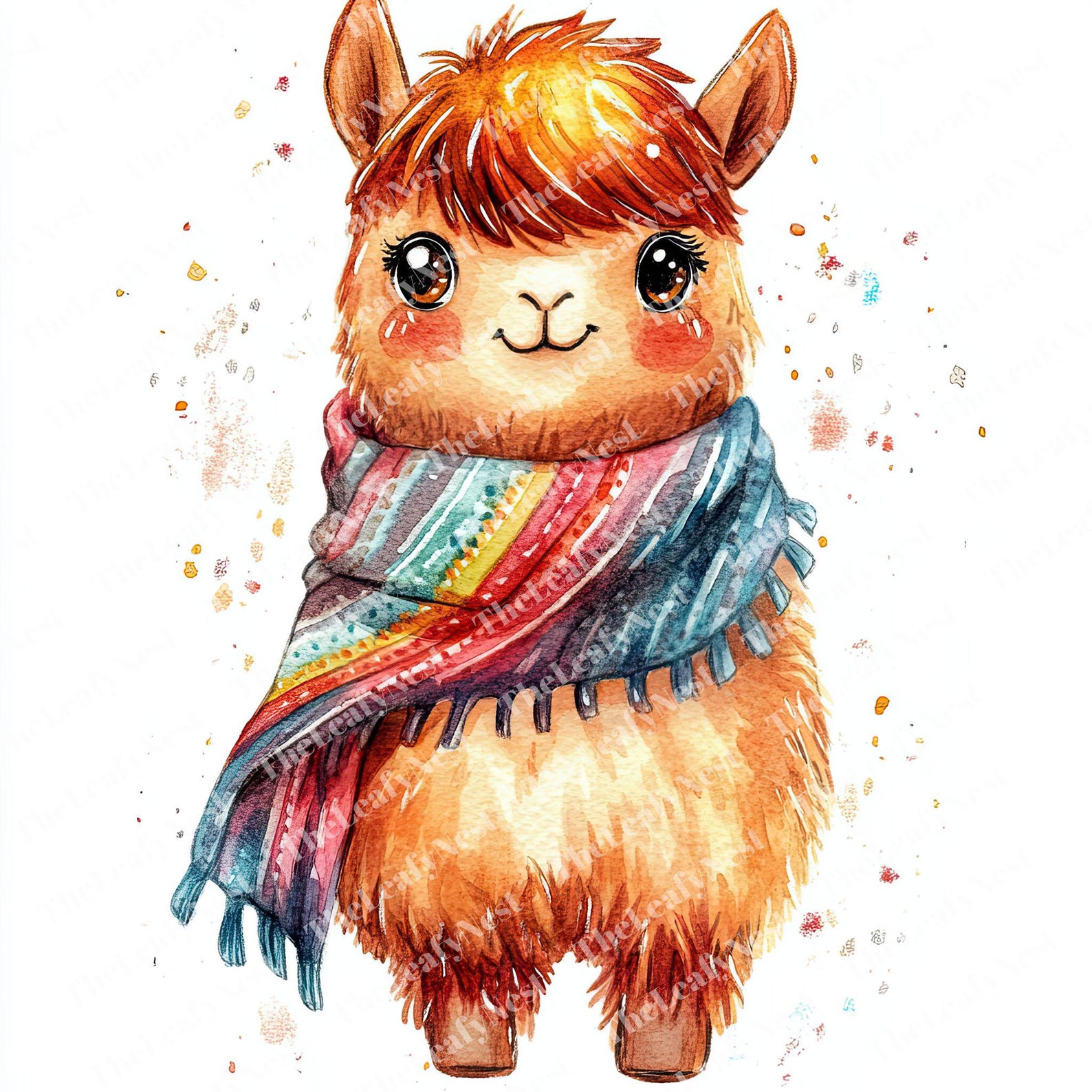 10 Chibi Lama With Fluffy Fur Cartoon Clipart, Lama Clipart,printable ...