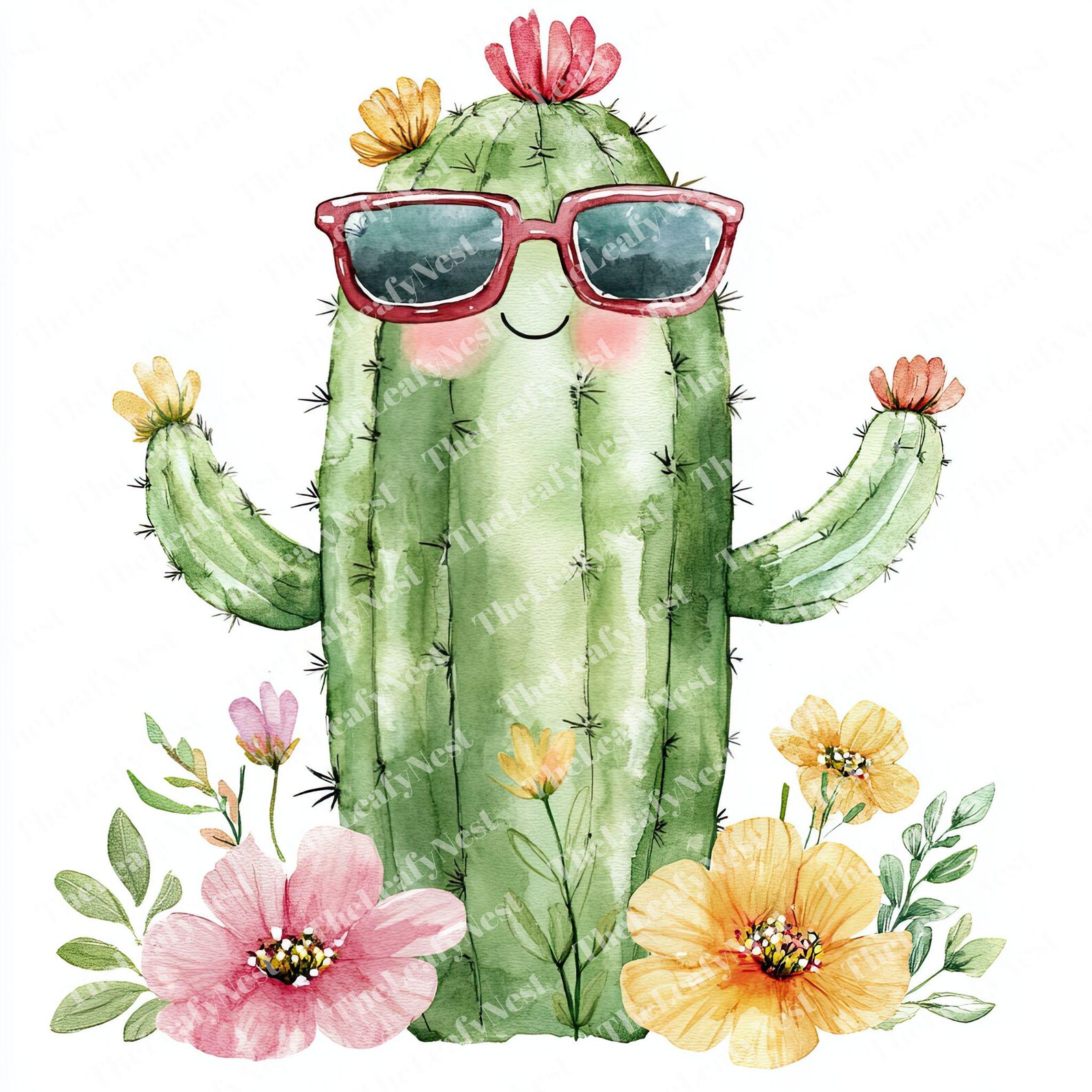 13 Cool Cactus Cartoon Clipart, Smiling Cactus Clipart,printable ...
