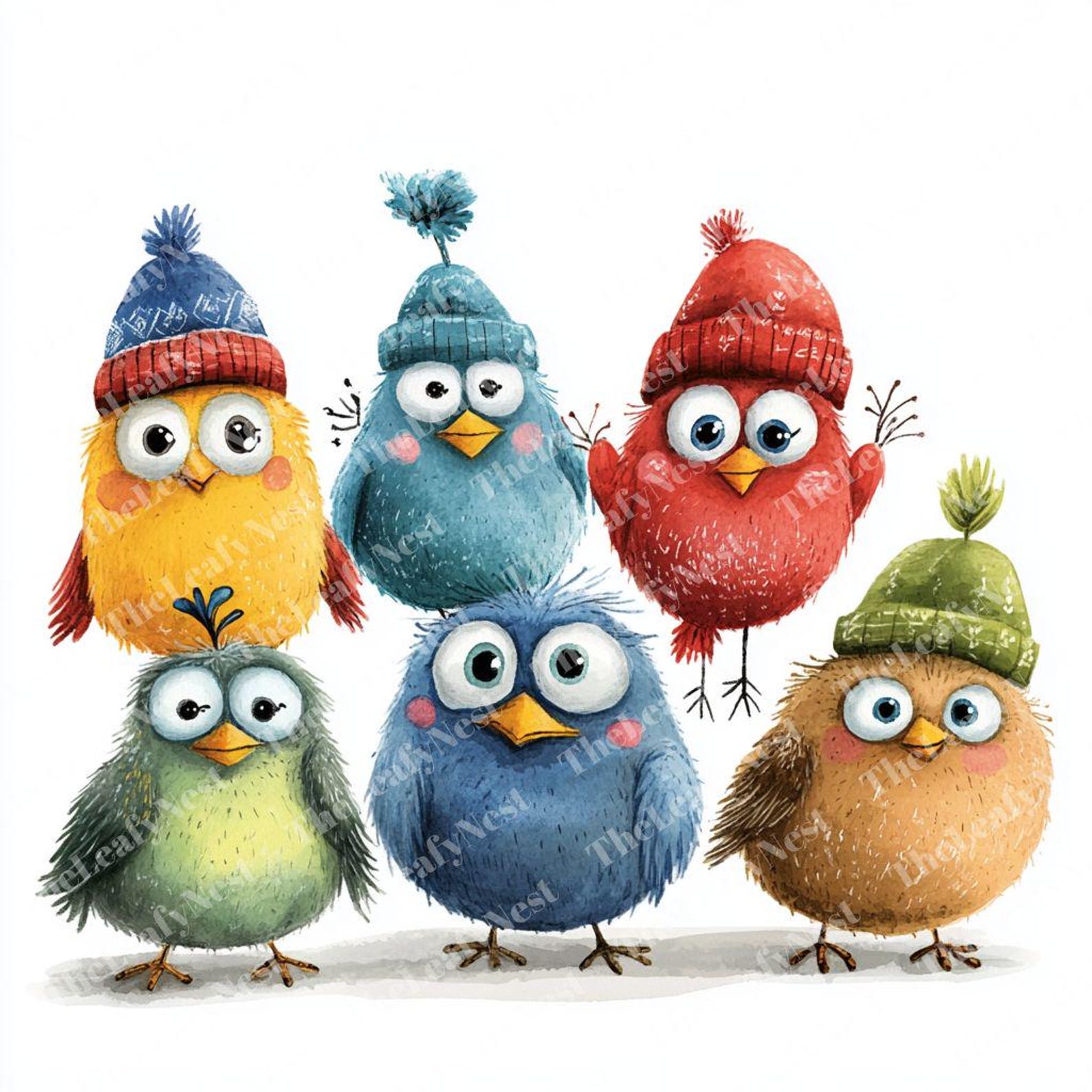 11 Funny Bird Group Clipart, Cartoon Bird Clipart, Quirky Bird Clipart ...