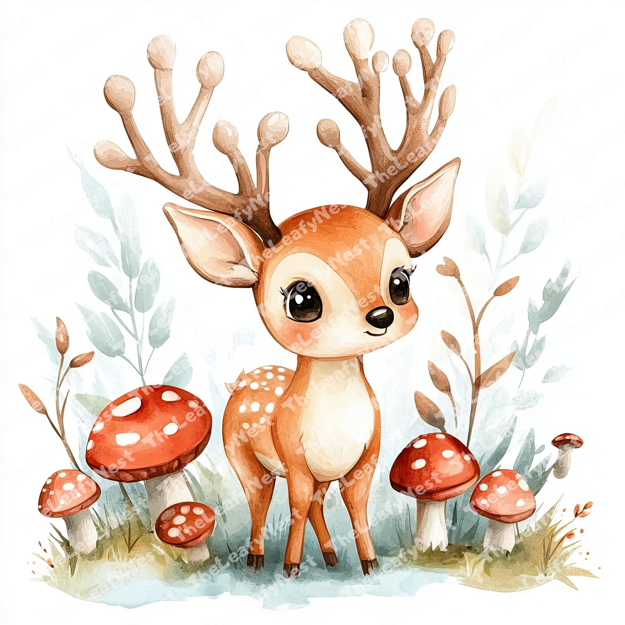 9 Cartoon Deer | Cute Deer | Chibi Deer | Cute Clipart |kawaii Deer ...