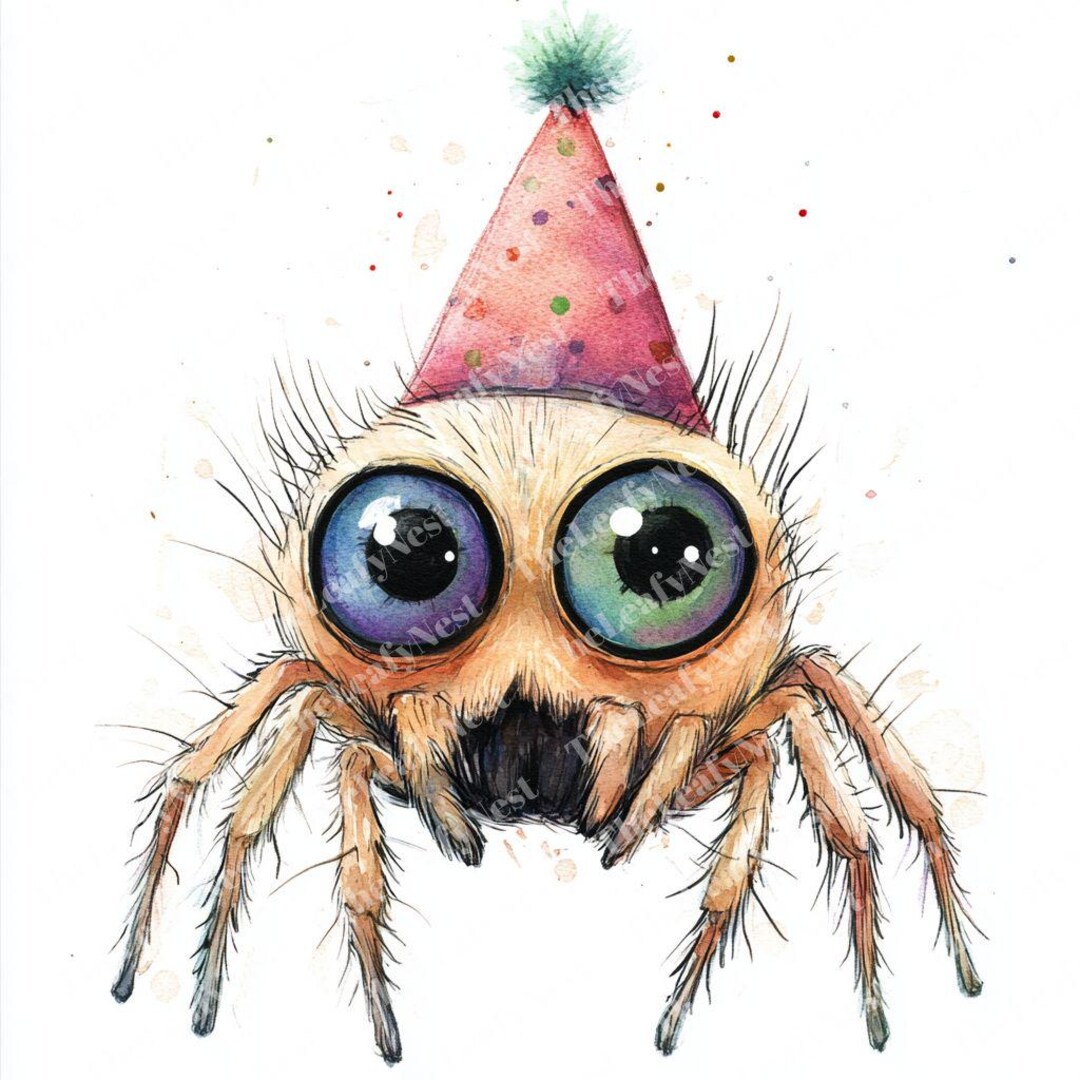 12 Party Spider Clipart, Cute Bug Clipart, Celebration Insect Clipart ...