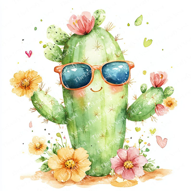 13 Cool Cactus Cartoon Clipart, Smiling Cactus Clipart,printable ...